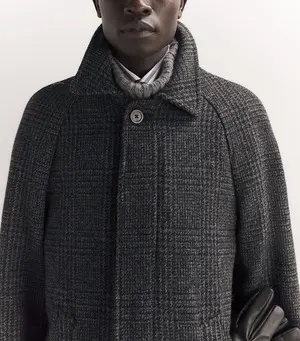 Johnstons Of Elgin Wool Check Balmacaan Coat