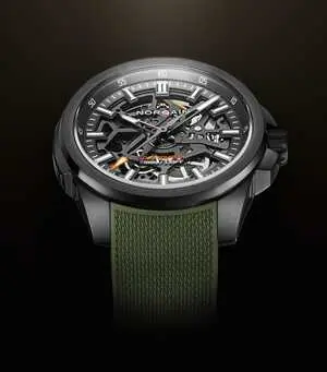 NORQAIN Dlc Stainless Steel Independence Skeleton Watch