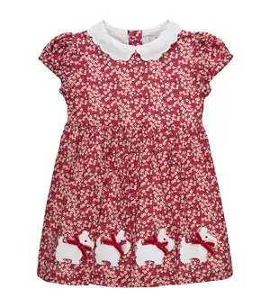 Trotters Cotton Liberty Print Scottie Dress - Red
