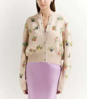 Rabanne Merino Wool Floral Embellished Cardigan
