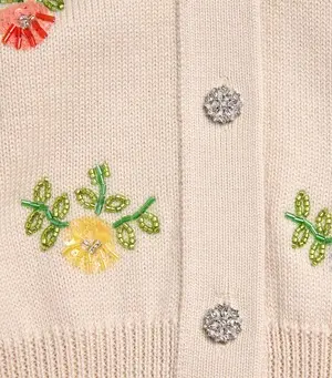 Rabanne Merino Wool Floral Embellished Cardigan