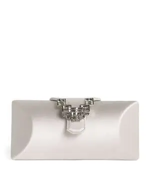 Rodo Silk-satin Jewel Tube Clutch Bag - Grey