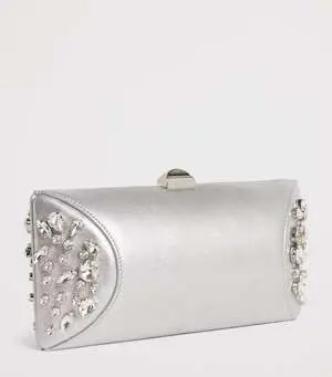 Rodo Metallic Leather Embellished Tube Clutch Bag