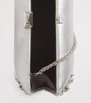 Rodo Metallic Leather Embellished Tube Clutch Bag