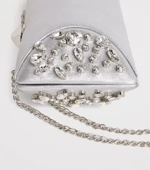 Rodo Metallic Leather Embellished Tube Clutch Bag