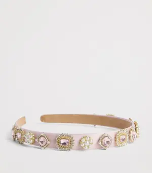 DAVID CHARLES Embellished Velvet Hairband