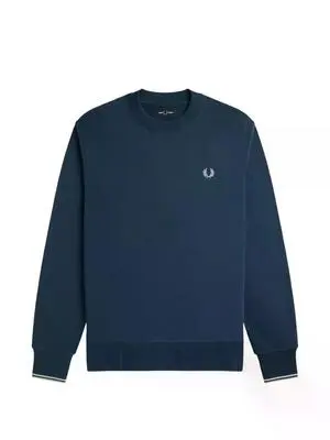 Fred Perry Logo-embroidered Tipped-cuff Sweatshirt - Blue
