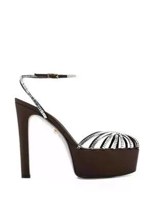 ALEVI MILANO Eva Crystal-embellished Platform Sandals - Brown
