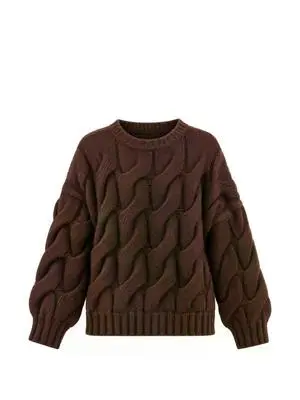 PHILO-SOFIE Cable-knit Crew-neck Sweater - Brown