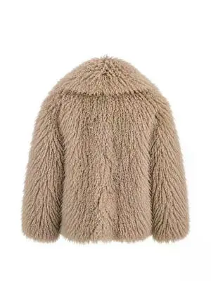 YVES SALOMON Shearling-texture Notch-lapel Coat