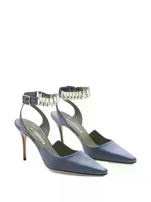 Manolo Blahnik Crystal-embellished Satin Pumps