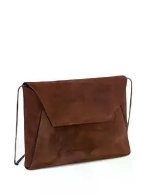 Brunello Cucinelli Duo Pochette In Suede With Precious Chain - Brown