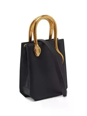 BVLGARI Mini Serpentine Leather Tote Bag - Black