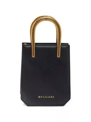 BVLGARI Mini Serpentine Leather Tote Bag - Black