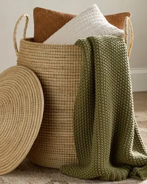 Quince Handwoven Seagrass Lidded Storage Baskets - Natural