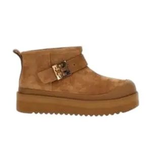 Tory Burch Mellow Shearling Ankle Boots 'teddy Silver - Brown