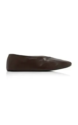 THE ROW Stella Leather Slippers - Brown