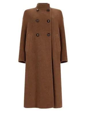 Max Mara Cappotto Cocoon In Baby Lama - Brown