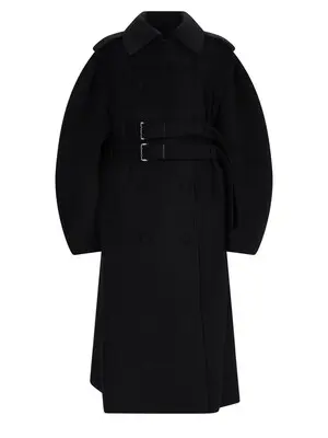 GANNI Cappotto In Lana Misto Cashmere - Black