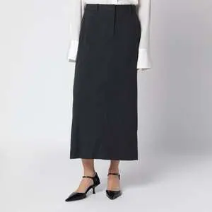 DUNST Charcoal Pinstripe H-line Long Skirt - Grey