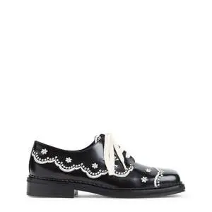 Simone Rocha Floral Lace Brogue Leather Shoes - Black