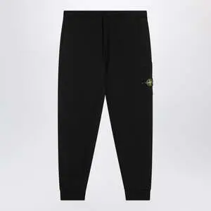 Stone Island Organic Cotton Jogging Trousers With Cargo Flap Pockets - Black