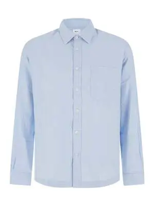 NN.07 Organic Cotton Classic Collar Button-front Long Sleeve Shirt - Light Blue