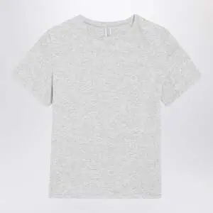 SKIMS Crew-neck Stretch Cotton Jersey T-shirt With Decorative Topstitching - Grey
