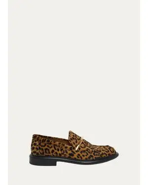 Givenchy Pinch Leopard Calf Hair Loafers - Black