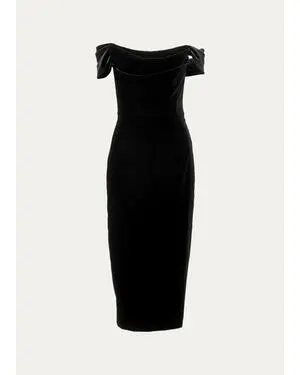 Carolina Herrera Velvet Off-shoulder Midi Dress