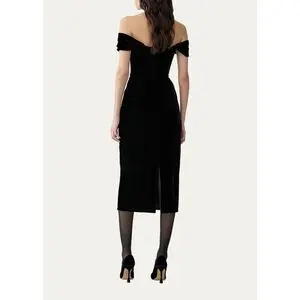 Carolina Herrera Velvet Off-shoulder Midi Dress