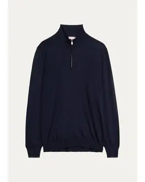 Brunello Cucinelli Wool-cashmere Half Zip Pullover Sweater