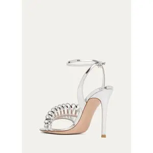 GIANVITO ROSSI 105mm Metallic Leather Caged Loop Sandals