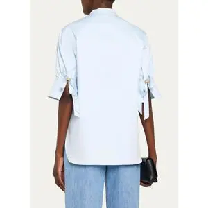 Oscar De La Renta Short-sleeve Cotton Poplin Button-down Shirt