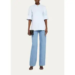 Oscar De La Renta Short-sleeve Cotton Poplin Button-down Shirt