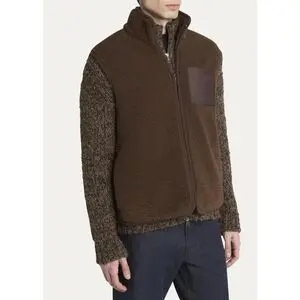 Moncler Leather-pocket Teddy Vest