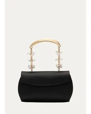 Cult Gaia Fiona Pearly-embellished Satin Top-handle Bag - Black