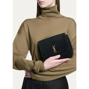 Saint Laurent Kate Flap Shoulder Bag In Suede