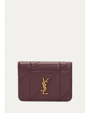 Saint Laurent Jamie Leather Bifold Card Case - Rouge