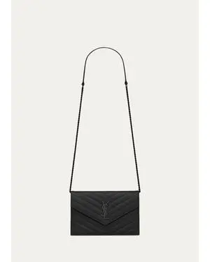 Saint Laurent Chevron Quilted Leather Crossbody Bag - Noir