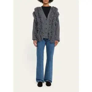 LISA YANG Soreia Cashmere Fringe V-neck Cardigan