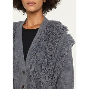 LISA YANG Soreia Cashmere Fringe V-neck Cardigan