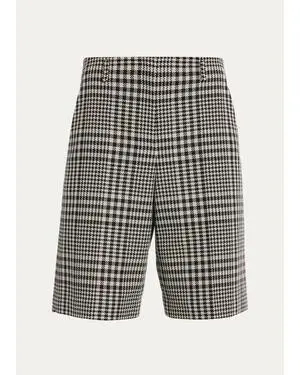 Lafayette 148 New York Clark Plaid Wide-leg Shorts