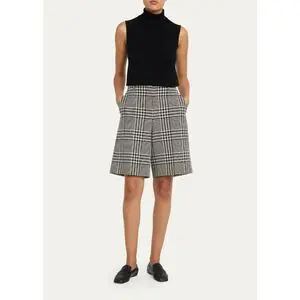 Lafayette 148 New York Clark Plaid Wide-leg Shorts
