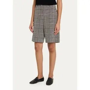 Lafayette 148 New York Clark Plaid Wide-leg Shorts