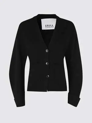 Erika Cavallini V-neck Virgin Wool Cardigan With Patch Pockets - Black