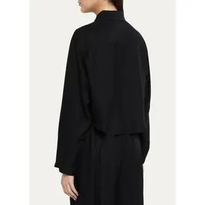 Kiki De Montparnasse Say My Name Cropped Silk Lounge Shirt