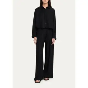 Kiki De Montparnasse Say My Name Cropped Silk Lounge Shirt