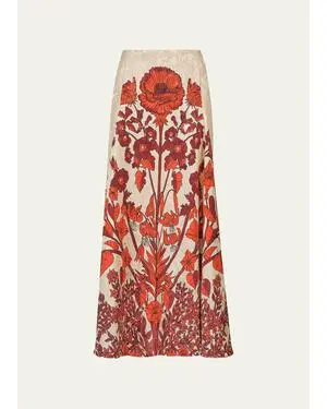 Johanna Ortiz Encanto De Isla Ankle Skirt - Ecru/red
