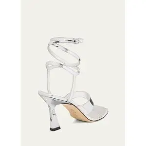 STUART WEITZMAN 85mm Vinnie Metallic Leather Wrap Thong Sandals